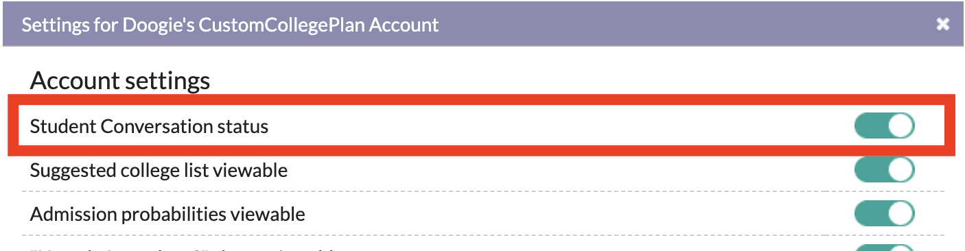 How to turn on/off the student Conversation feature – CollegePlannerPro ...