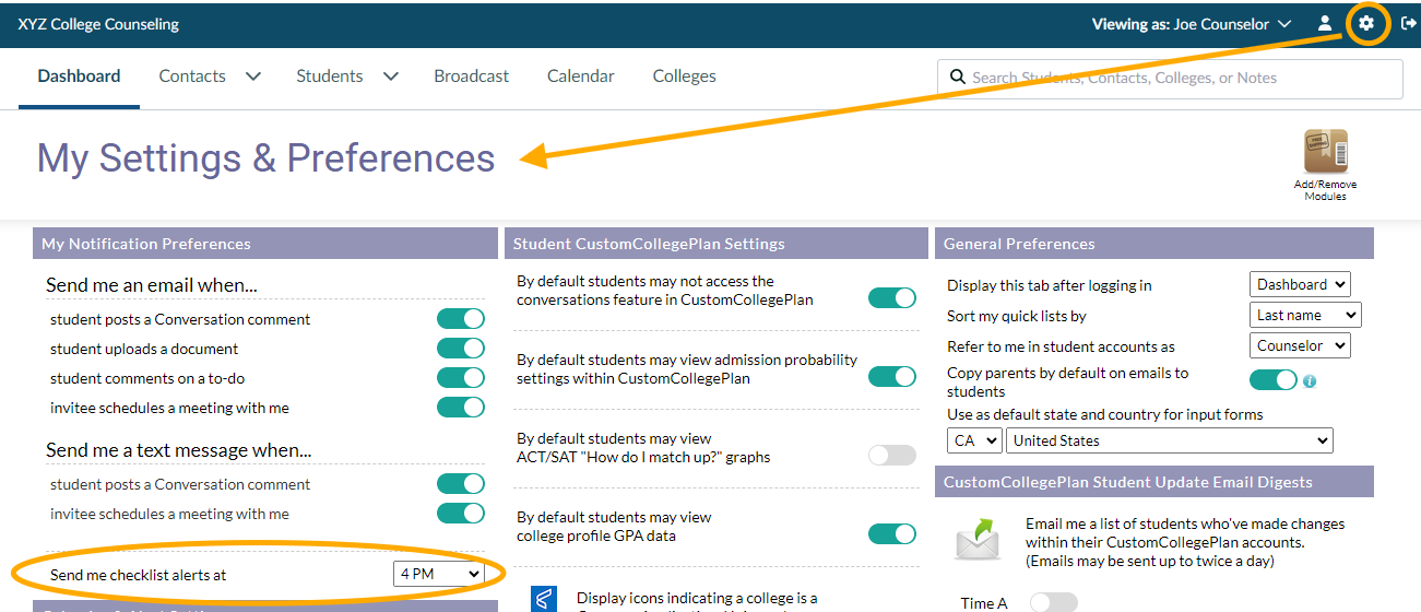 How do I set the time of day I receive checklist alerts ...