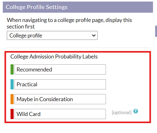 How do I change admission probability labels? – CollegePlannerPro Support