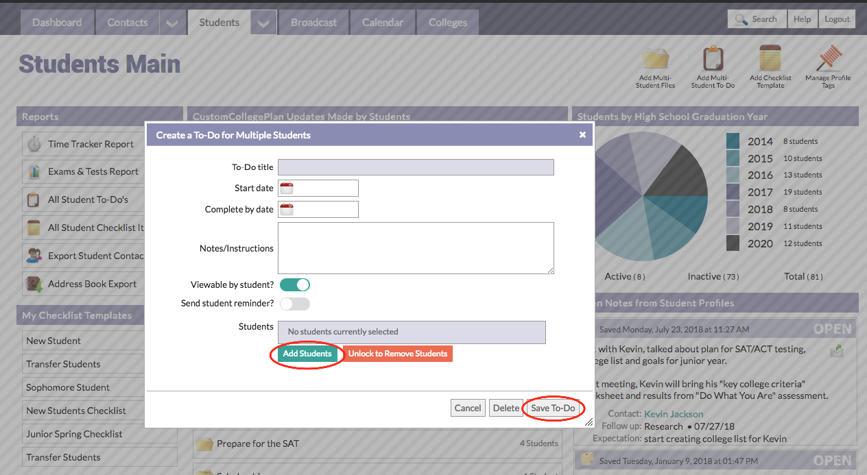 How do I create a Multi-Student To-Do? – CollegePlannerPro Support