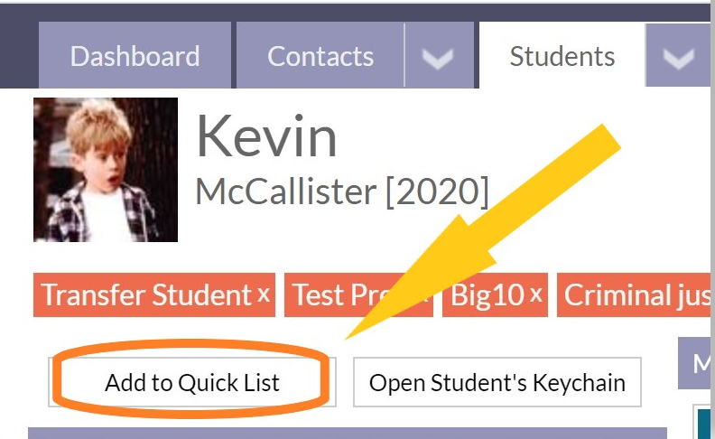 How do I add (or remove) Students & Contacts to "Quick Lists ...