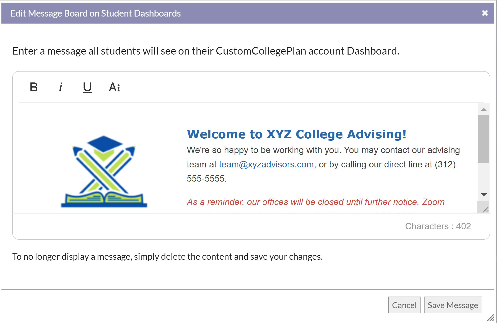 What is the Message Board? – CollegePlannerPro Support